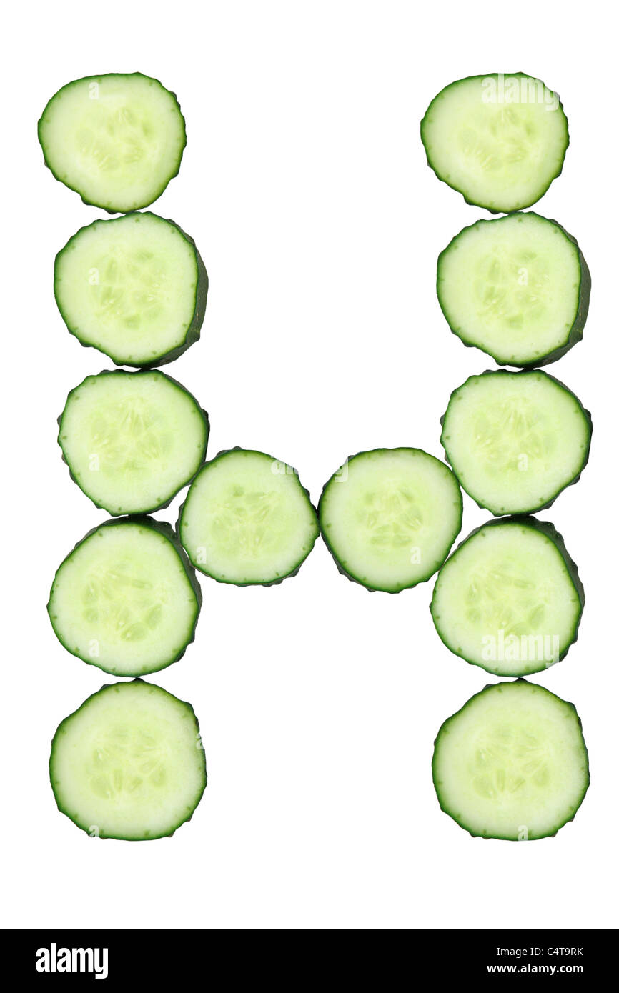 Vegetable Alphabet of chopped cucumber - letter H Stock Photo - Alamy