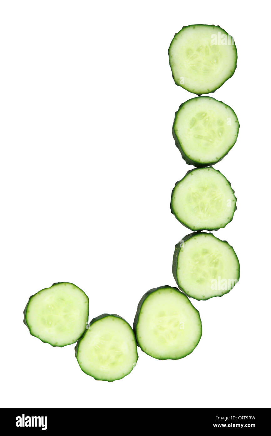 Vegetable Alphabet of chopped cucumber - letter J Stock Photo - Alamy