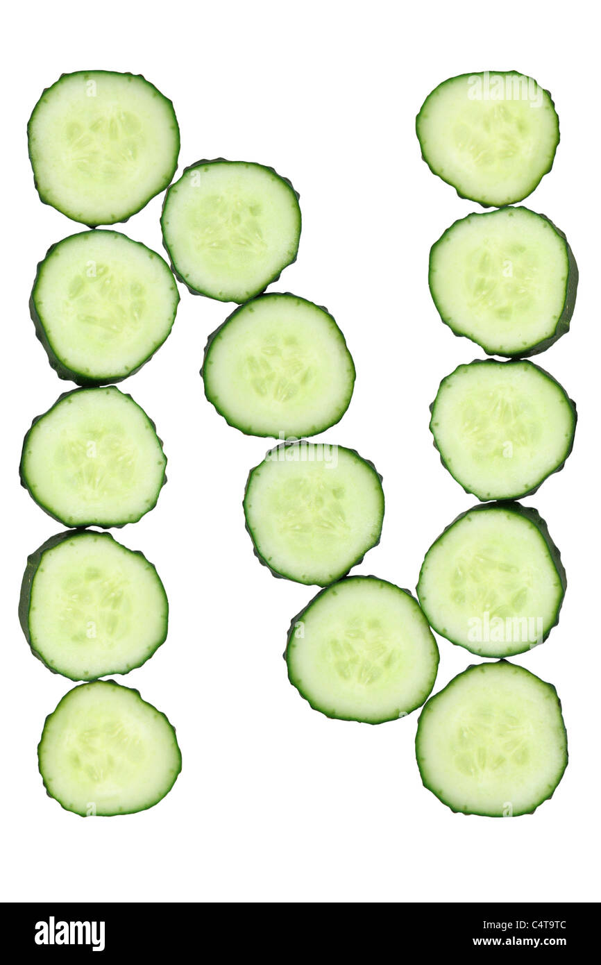 Vegetable Alphabet of chopped cucumber - letter N Stock Photo - Alamy