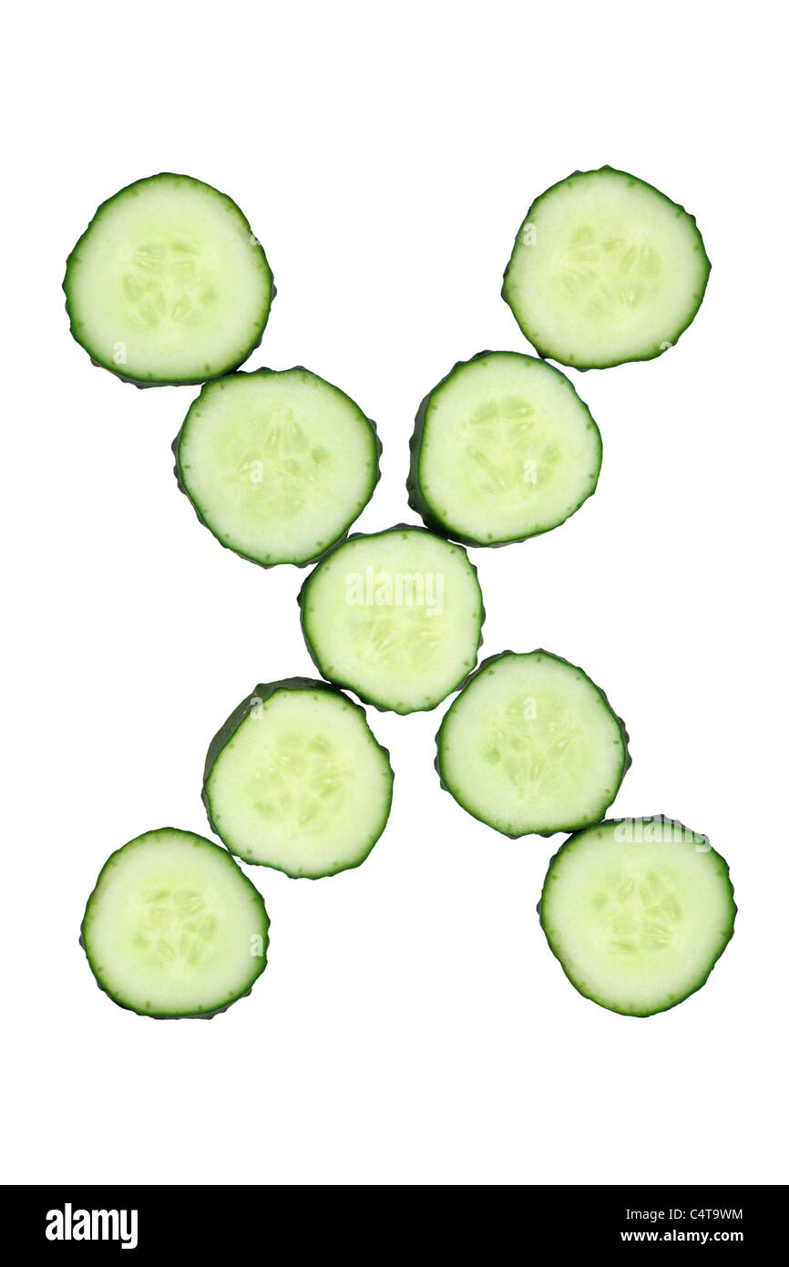Vegetable Alphabet of chopped cucumber - letter X Stock Photo - Alamy