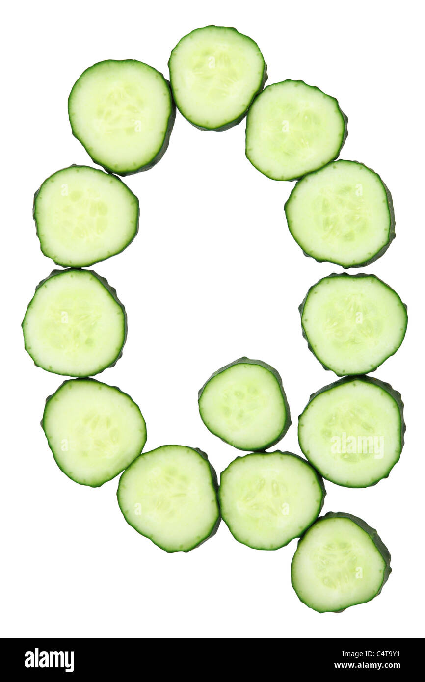 Vegetable Alphabet of chopped cucumber - letter Q Stock Photo - Alamy