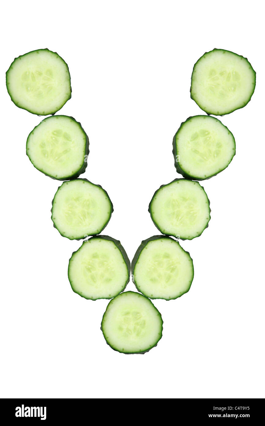 Vegetable Alphabet of chopped cucumber - letter V Stock Photo - Alamy