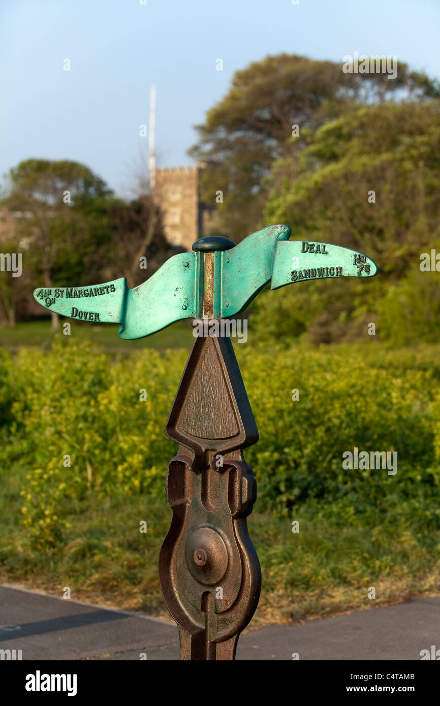 signpost on coastal path near Walmer castle Kent Stock Photo - Alamy
