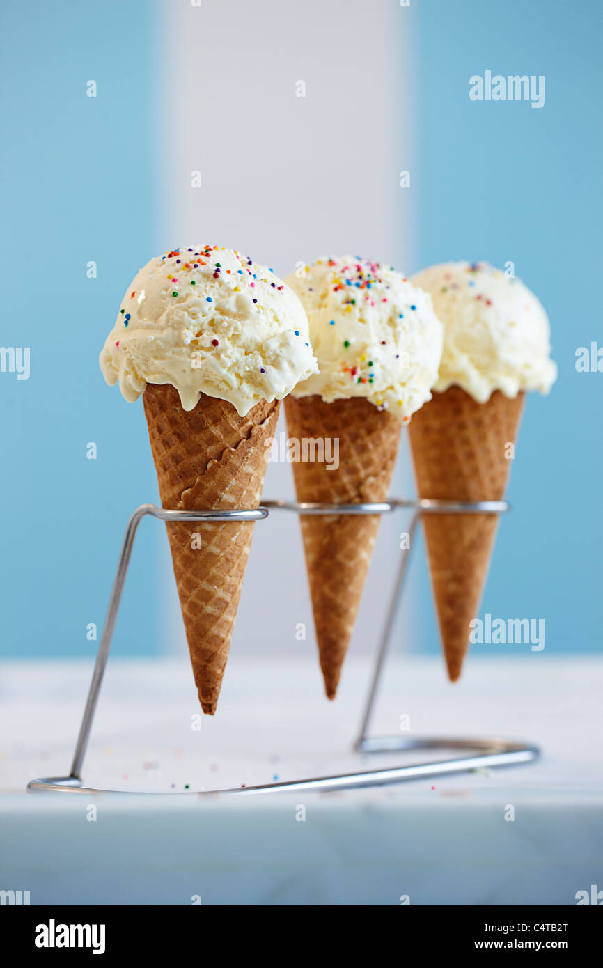 Three Ice Cream Cones Stock Photo - Alamy