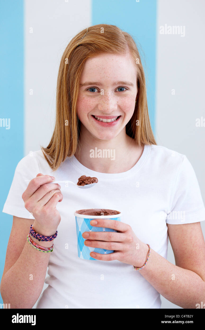 Girl Eating Ice Cream Stock Photo - Alamy
