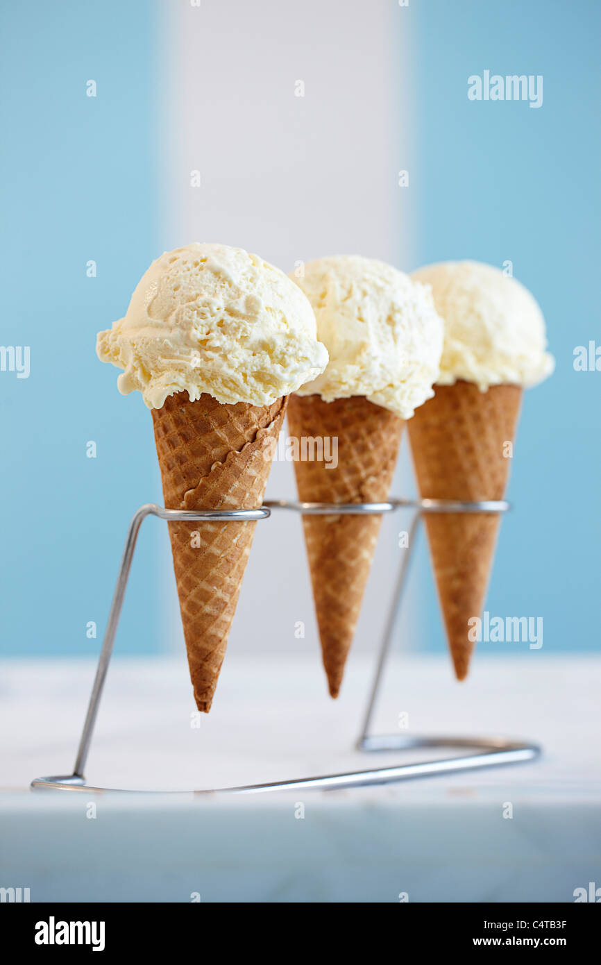 Three Ice Cream Cones Stock Photo - Alamy