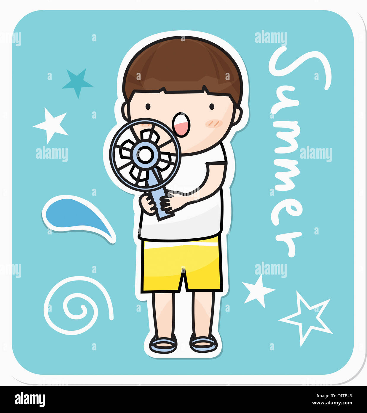 boy holding electric fan in his hand Stock Photo - Alamy