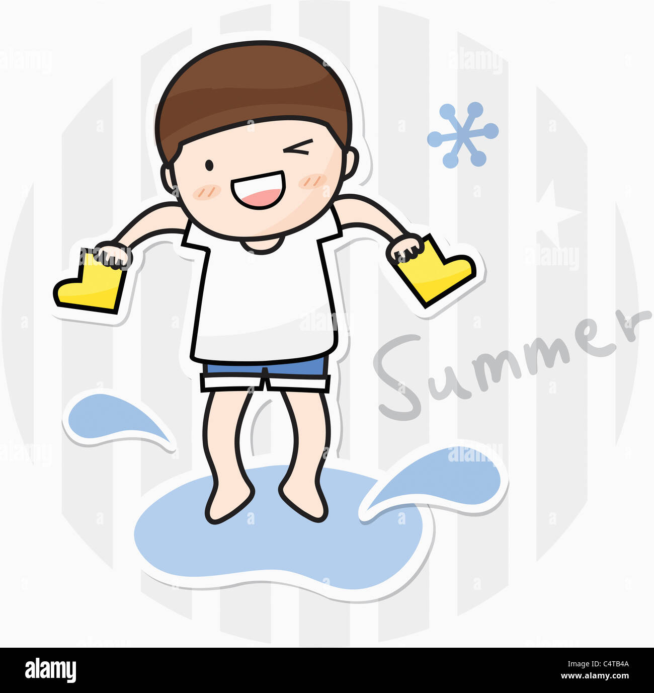 boy hopping on a rainy day Stock Photo - Alamy