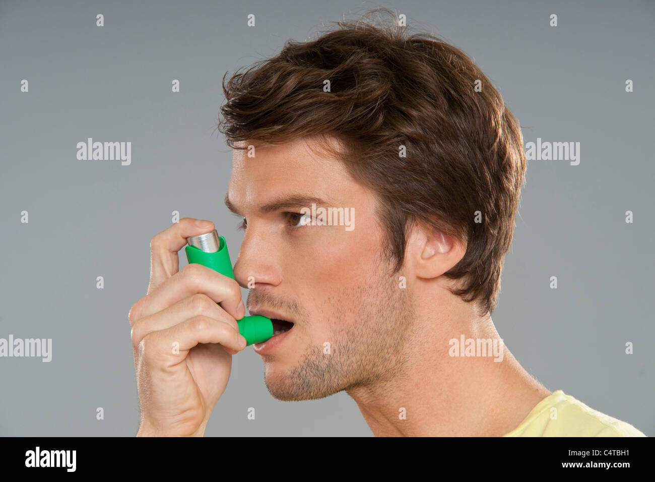 Man Using Inhaler Stock Photo - Alamy