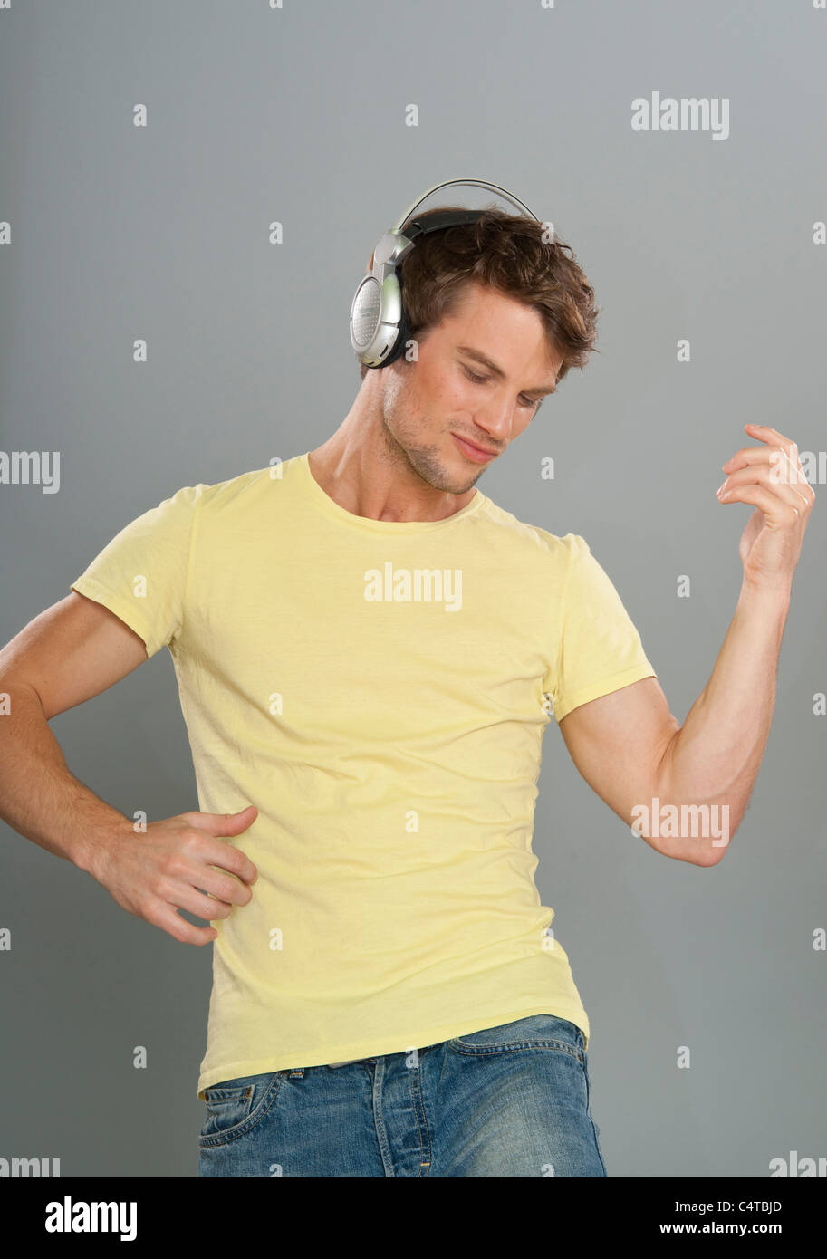 Man Listening to Music Stock Photo - Alamy