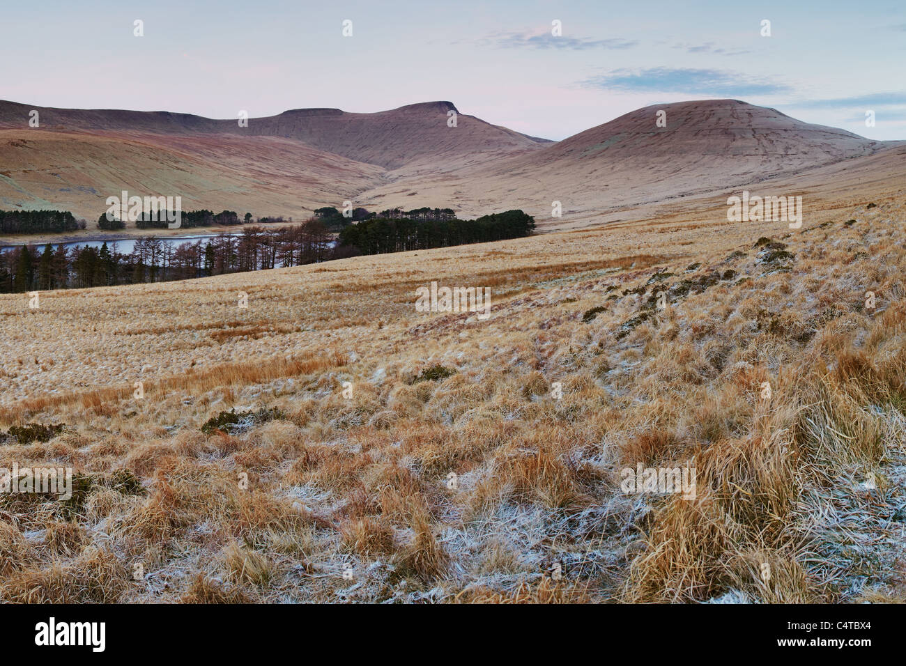 Corn Du, Pen y Fan and Cribyn with Upper Neuadd Reservoir from The Gap ...