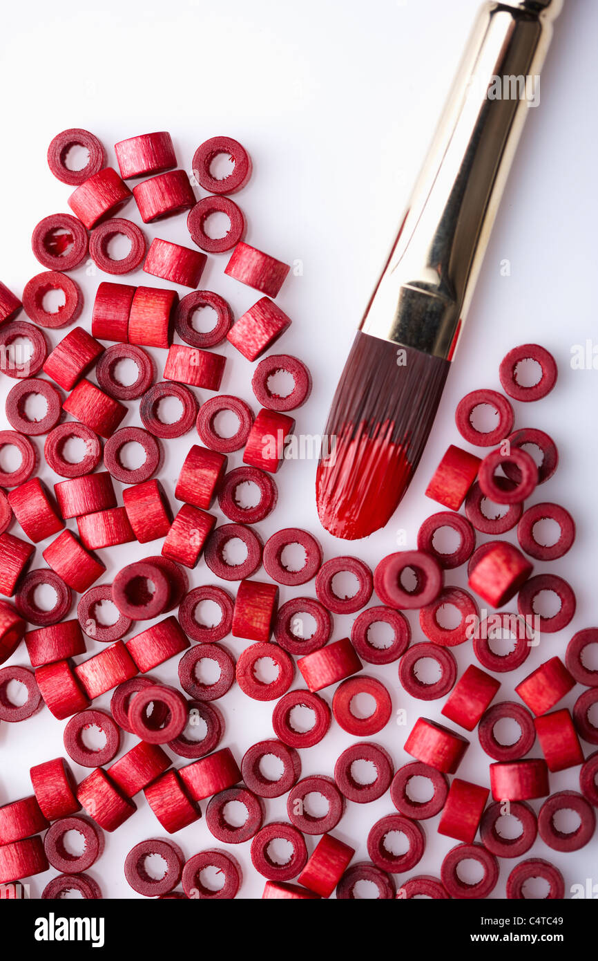 red color rolls and brushes Stock Photo - Alamy
