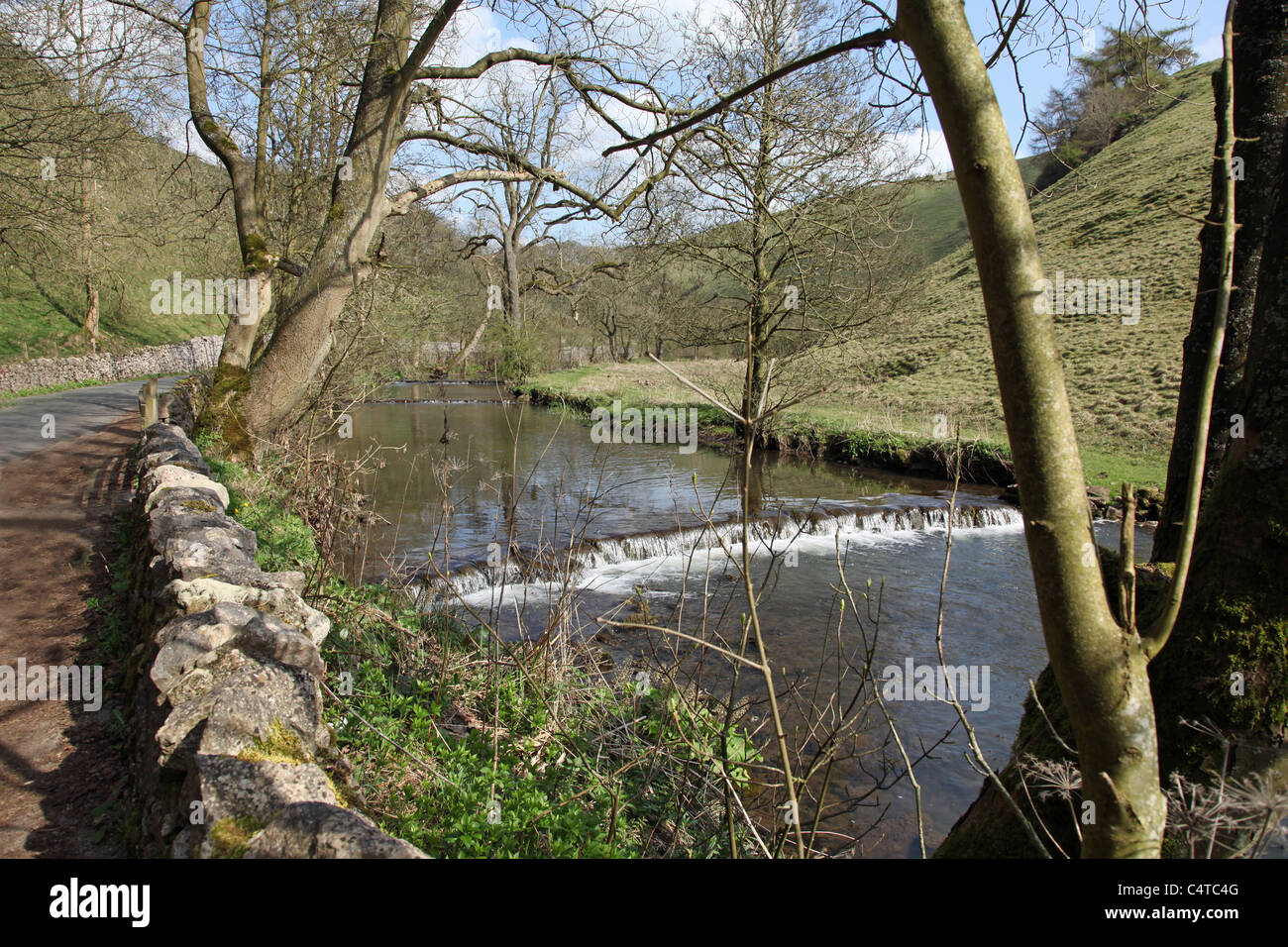 Fishing weirs on the River Dove, Milldale on the Staffordshire ...