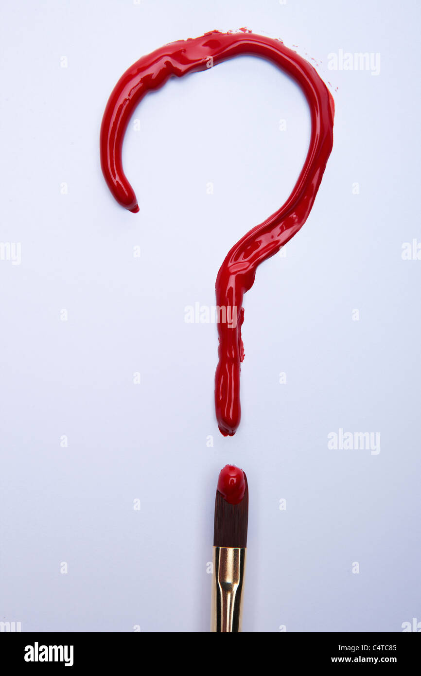 brush wrote question mark in red color Stock Photo - Alamy