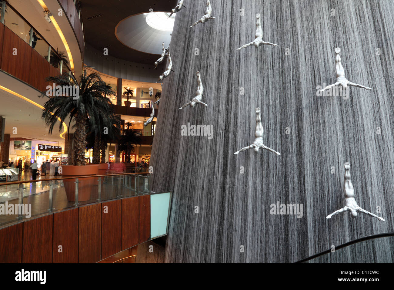 The Waterfall inside of Dubai Mall, United Arab Emirates Stock Photo ...