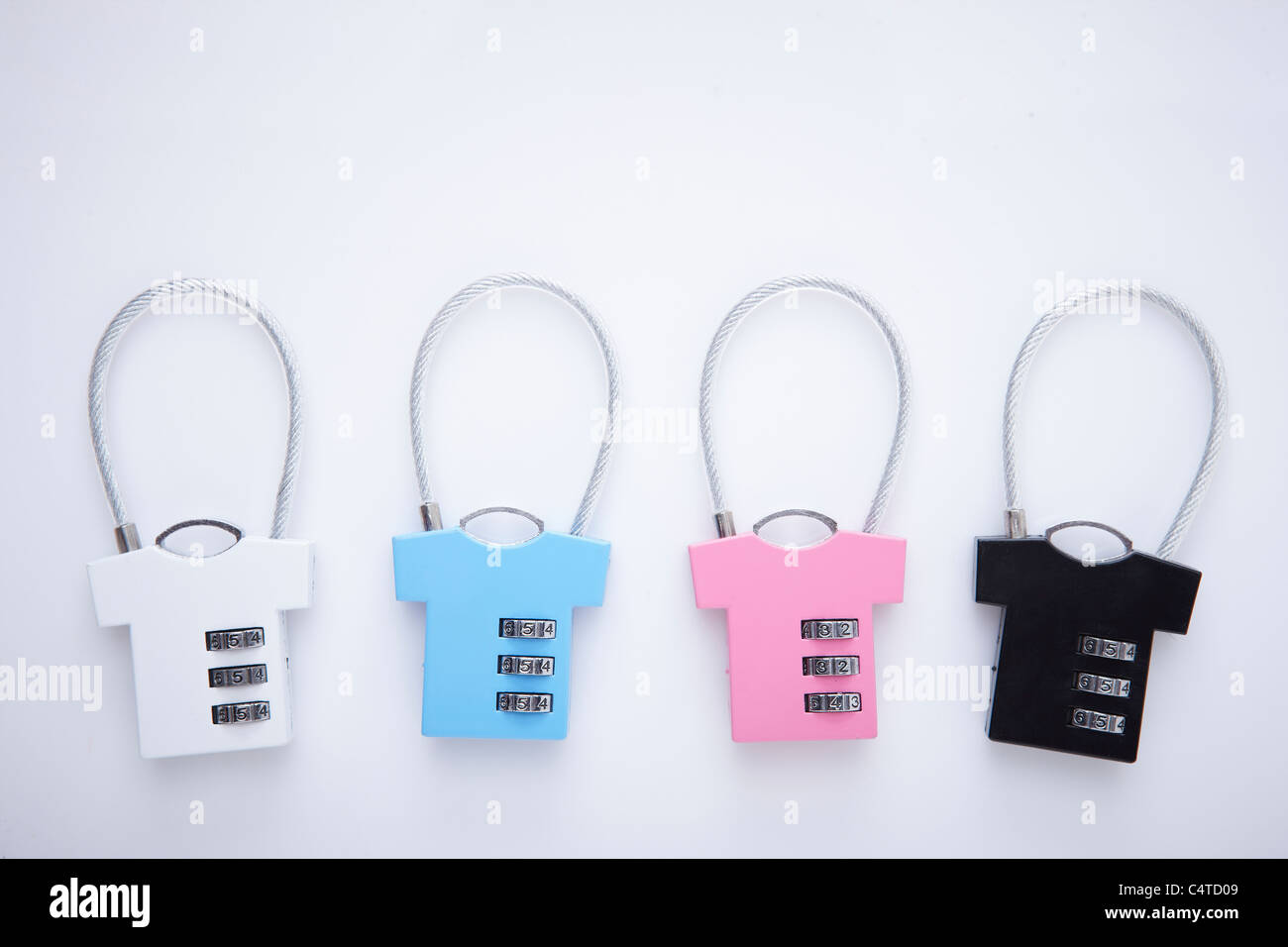 four locks arranged in a row Stock Photo - Alamy