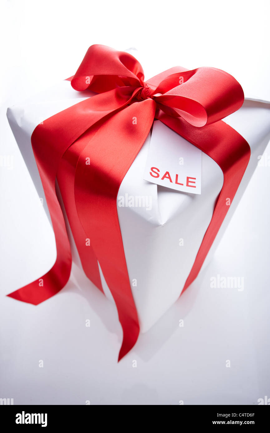 decorated ribbons on the gift box Stock Photo - Alamy