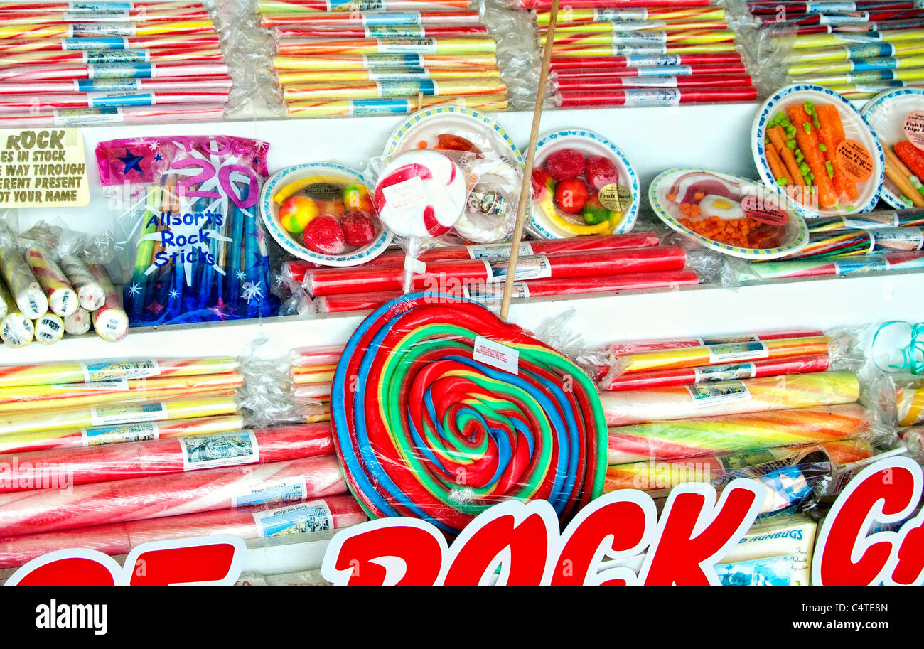 Candies, called Brighton Rock on display Stock Photo - Alamy