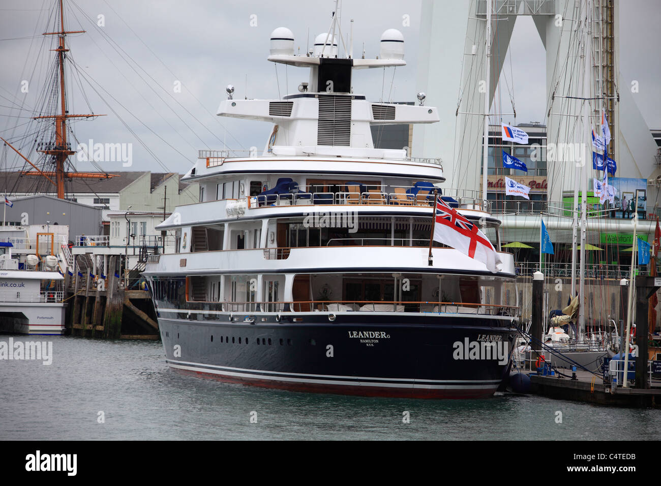 Motor Yacht Leander G berthed in Portsmouth, owned by NCP millionaire ...