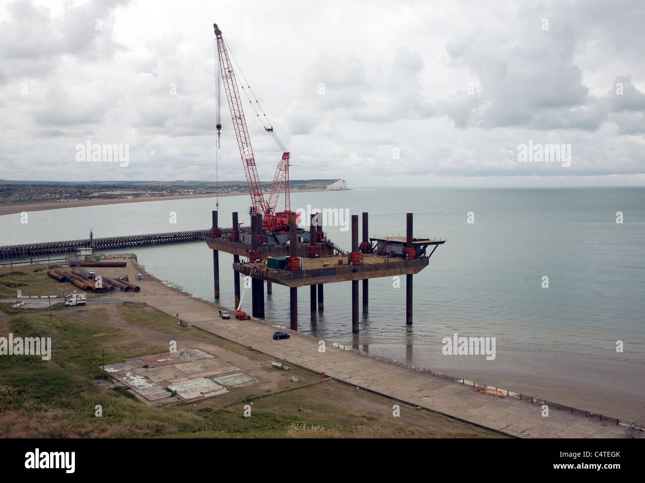 Titan heavy lift barge at Newhaven, East Sussex, England Stock Photo ...
