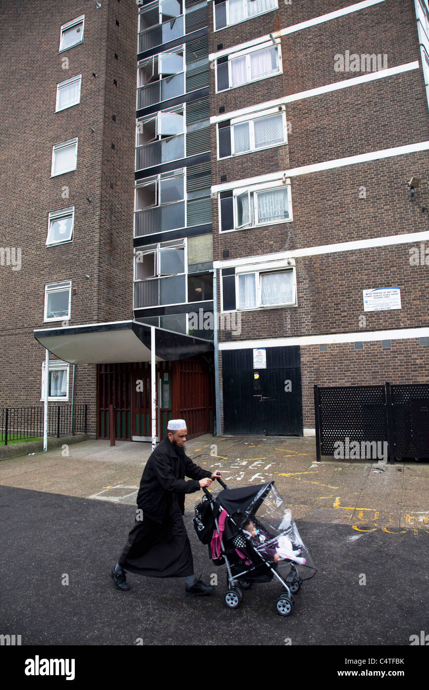 Council flats in Tower Hamlets, East London. A poor, over populated ...