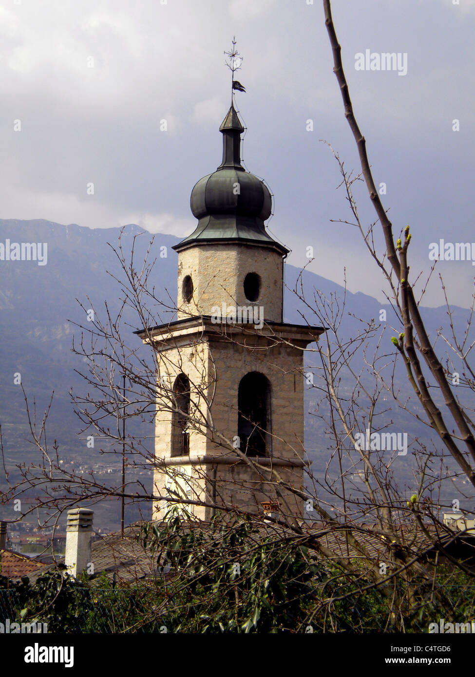 Tyrolean church with blue sky background Stock Photo - Alamy