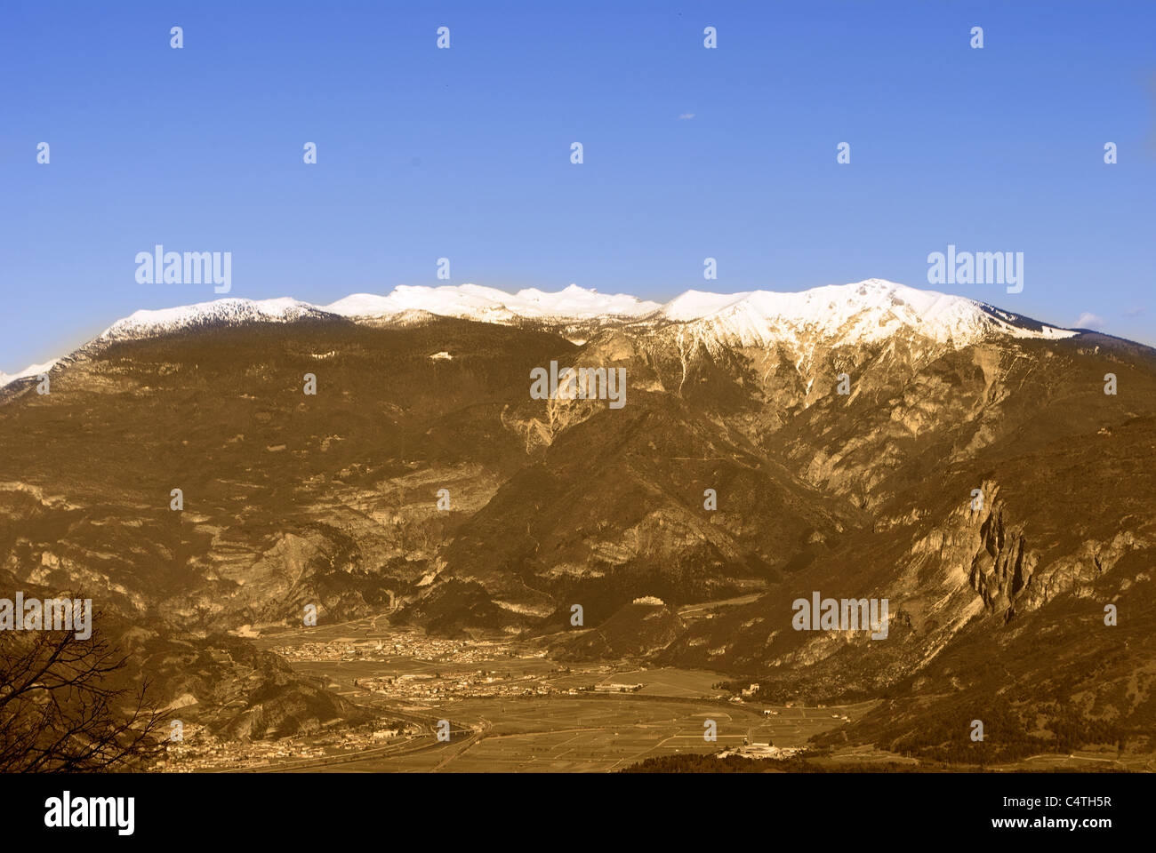Aerial view of Dolomite landscape with mountain range Stock Photo - Alamy