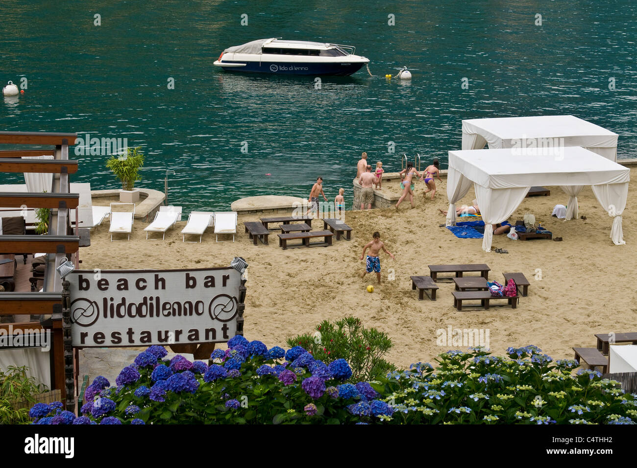 Lido di Lenno beach bar, Lenno, Como lake, Italy Stock Photo - Alamy