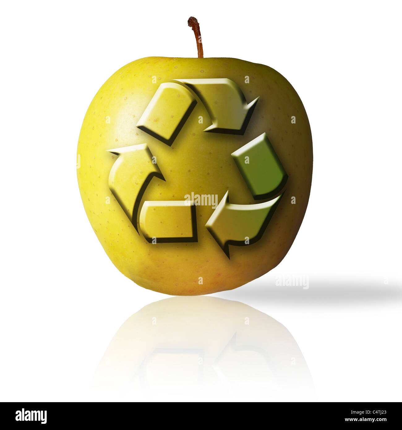 Recycling symbol on apple Stock Photo - Alamy