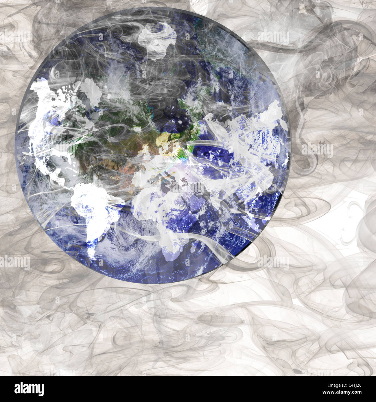 Planet earth shrouded in smoke Stock Photo - Alamy