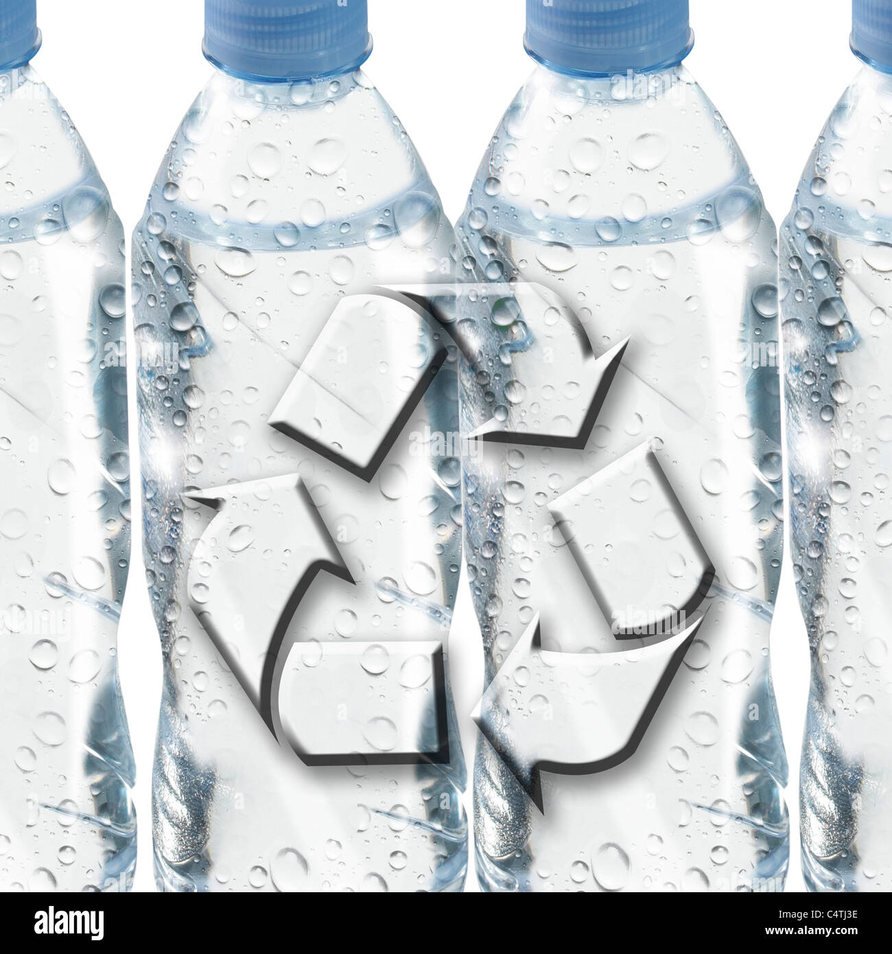 Plastic water bottles and recycling symbol Stock Photo - Alamy