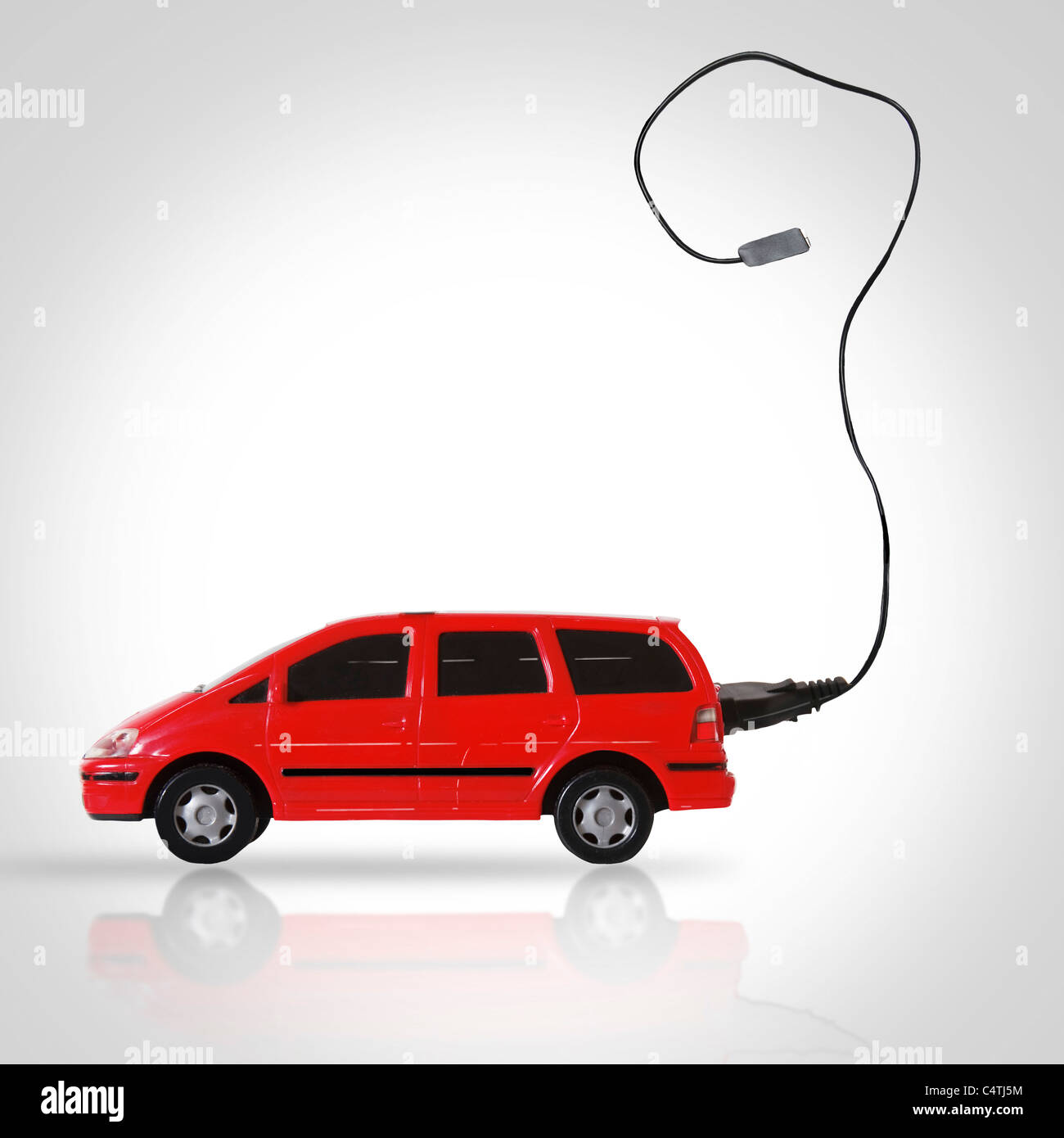 Electric car with electric cable and plug Stock Photo - Alamy