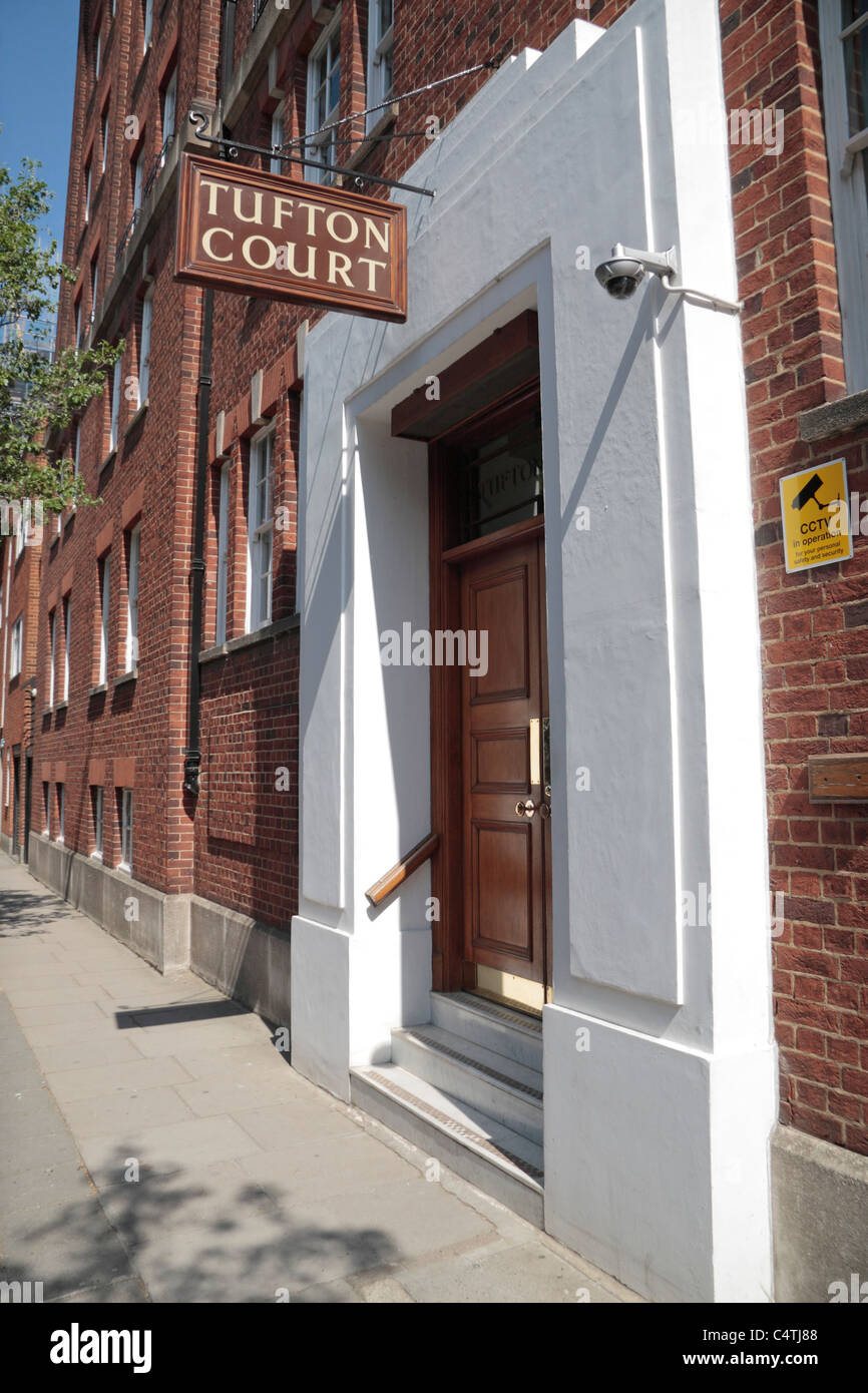 The entrance to Tufton Court, former home of family allowance ...