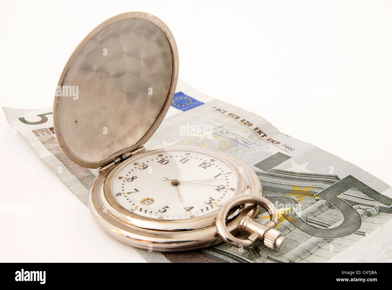 euro money, a watch and chain Stock Photo - Alamy