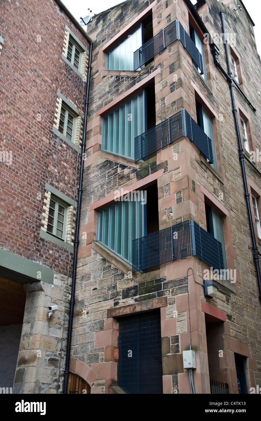 Part of a redeveloped block of flats in Edinburgh's Old Town, Scotland ...