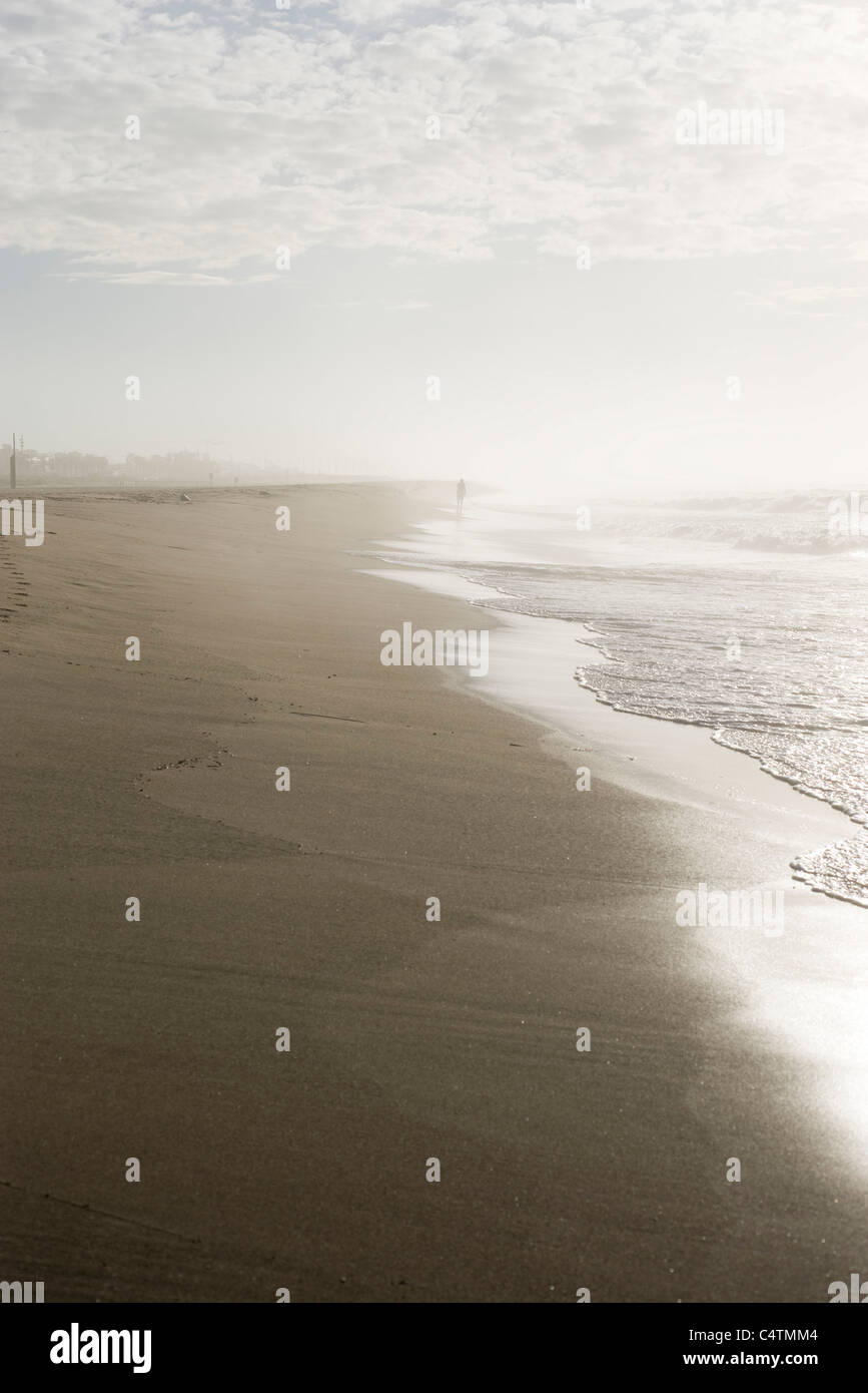 Person walking along beach in the distance Stock Photo - Alamy
