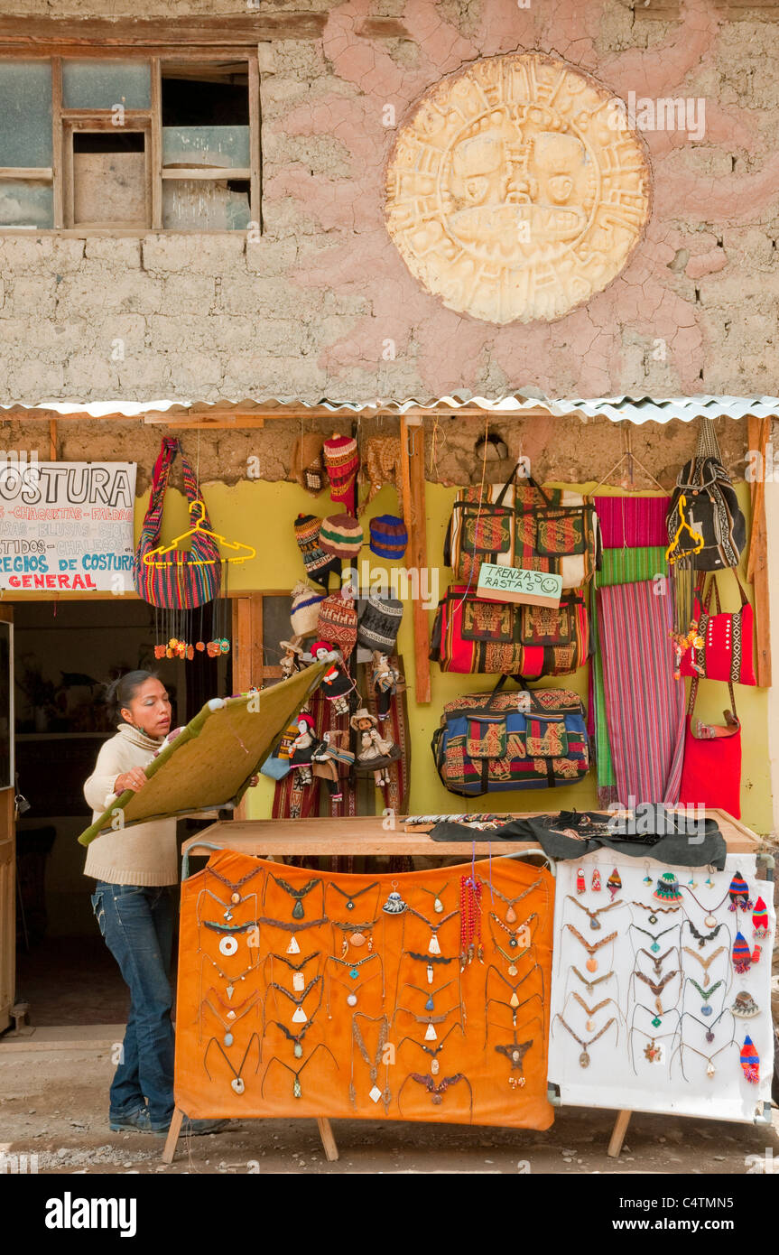 A shop in a market street in Ollantaytambo, Peru, South America Stock ...