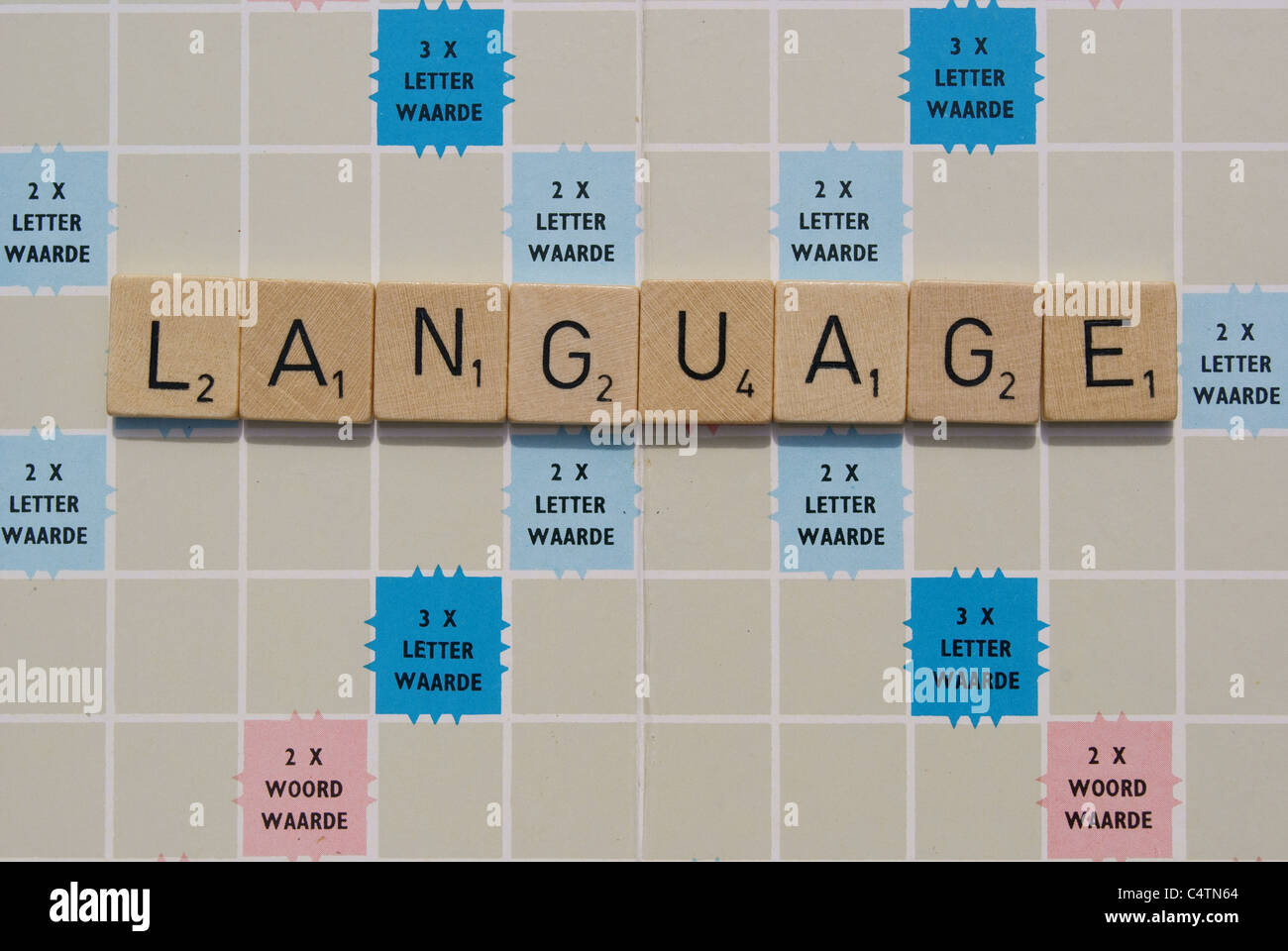 language, spelled by scrabble letters Stock Photo - Alamy