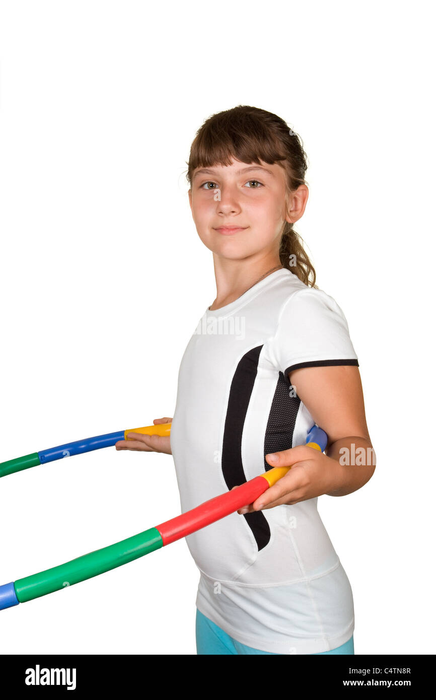 The girl with a gymnastic hoop Stock Photo - Alamy