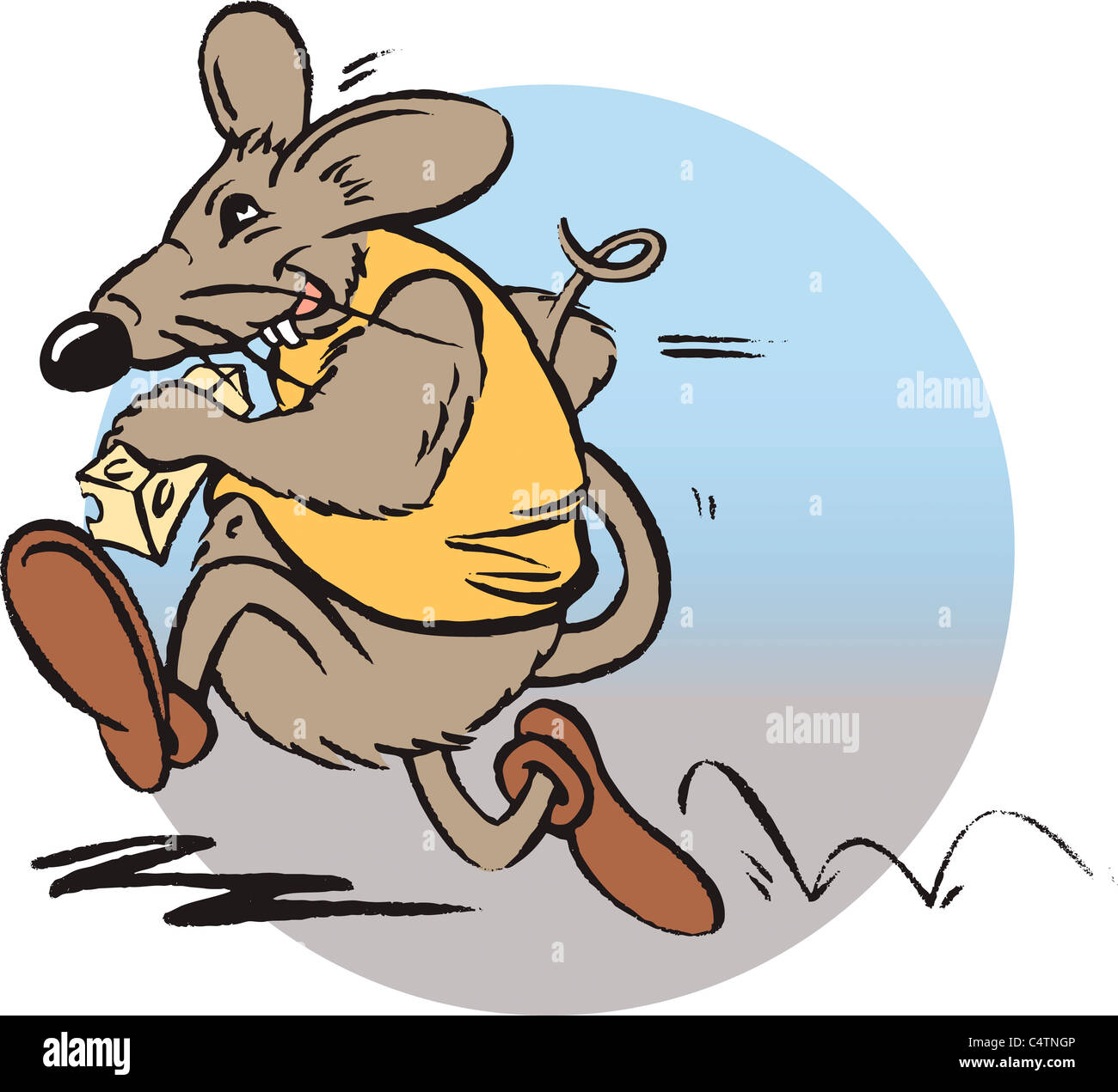 Mouse running with cheese Stock Photo - Alamy