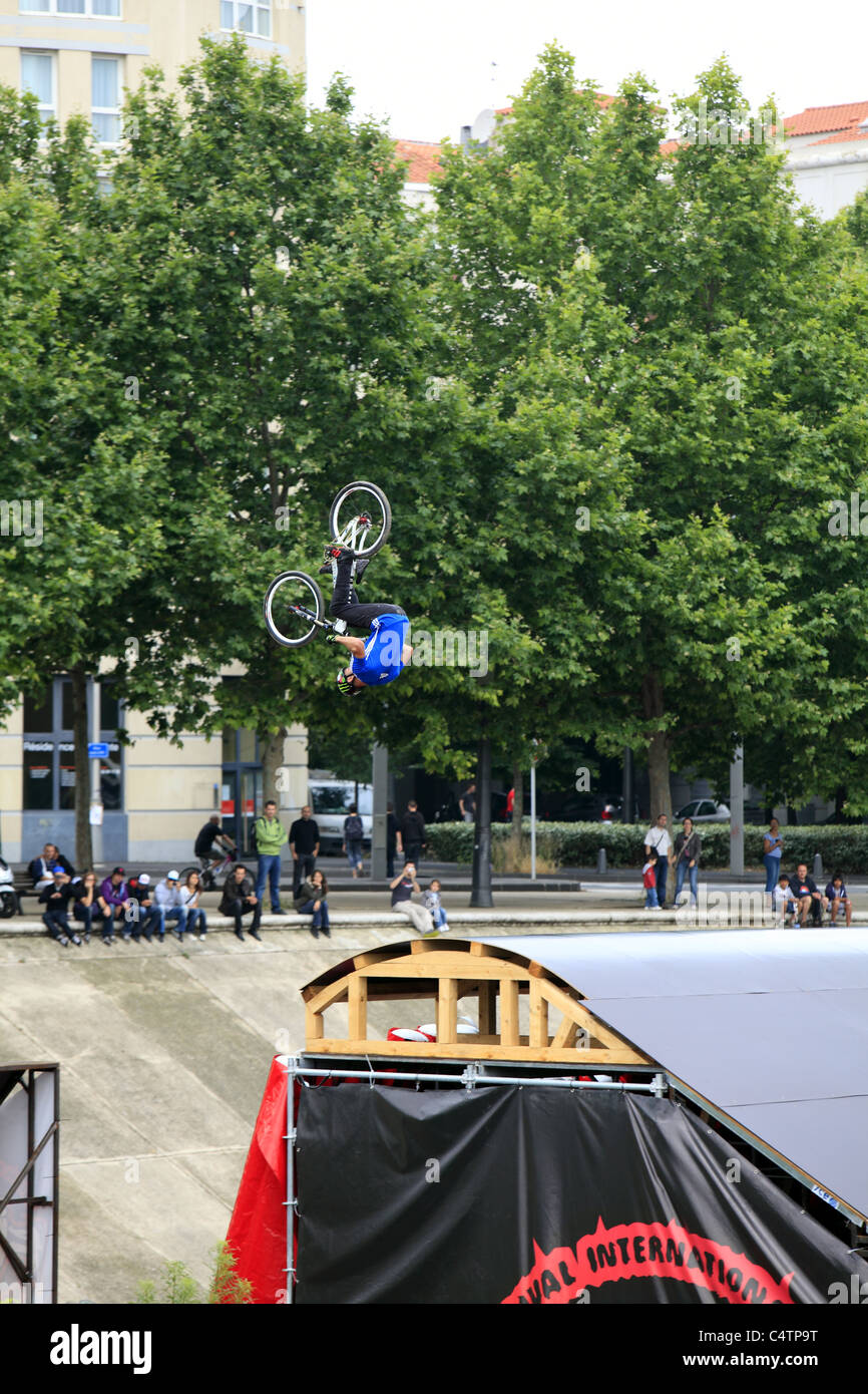 Mountain bike competition in FISE Festival, Montpellier, France Stock ...