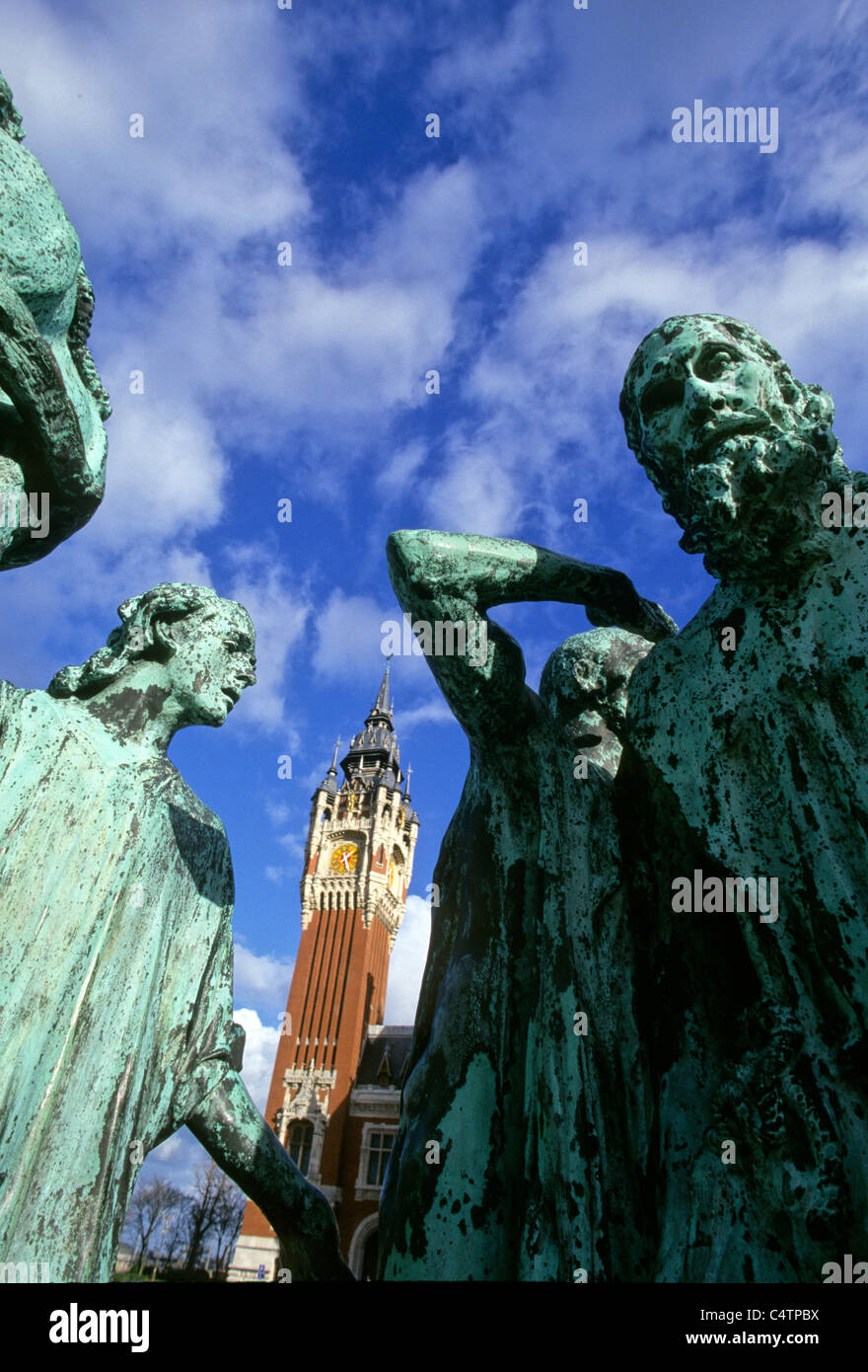 Burghers of Calais by Auguste Rodin outside the Town Hall in Calais ...