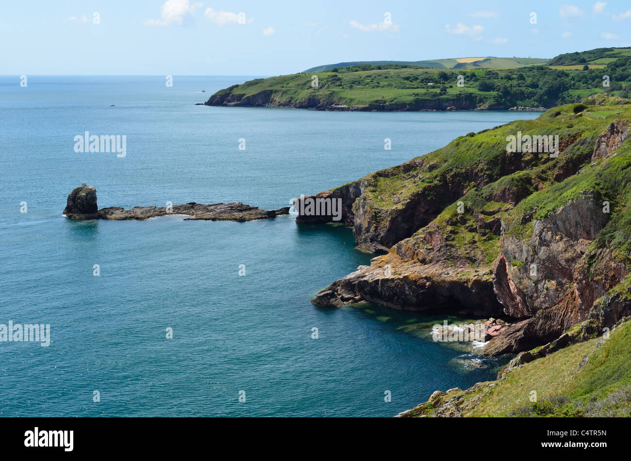 A view of the south Devon coastline taken from the coastal path Stock ...