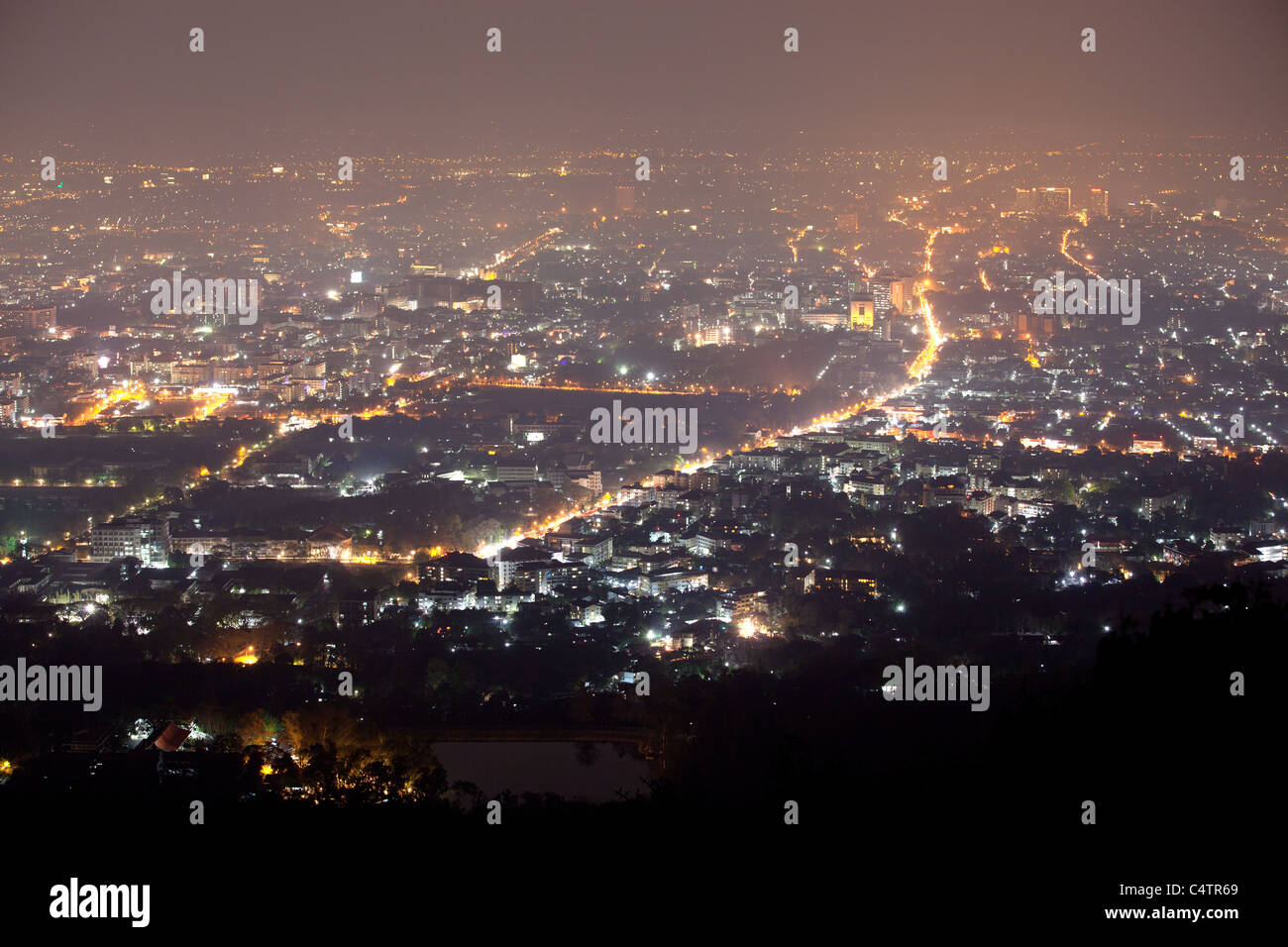 Panoramic night view of chiang rai city, in north thailand Stock Photo ...
