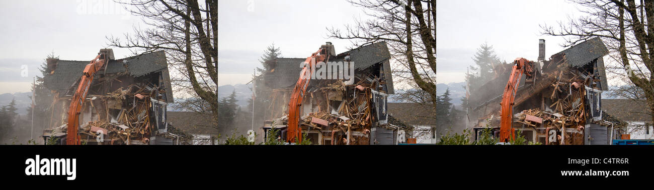 Going, going, almost gone. Action sequence of 98 year old home being ...
