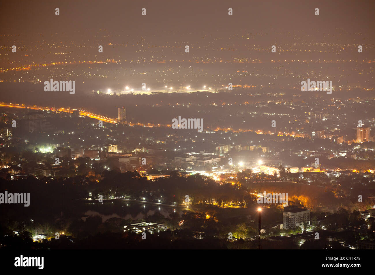 Panoramic night view of chiang rai city, in north thailand Stock Photo ...