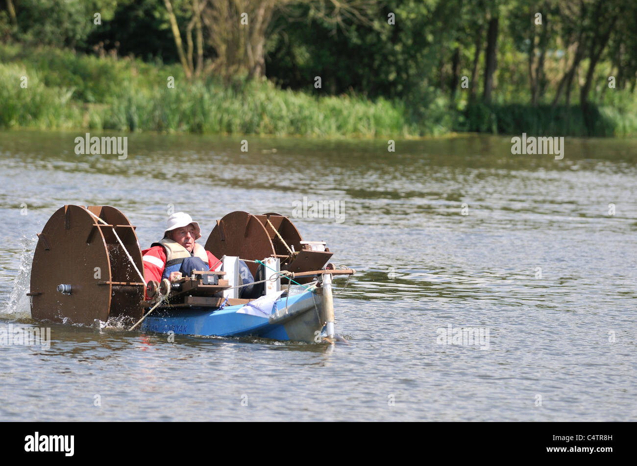 Contestant Slade Penoyre in paddle driven boat “Ayrspeed” in the ...
