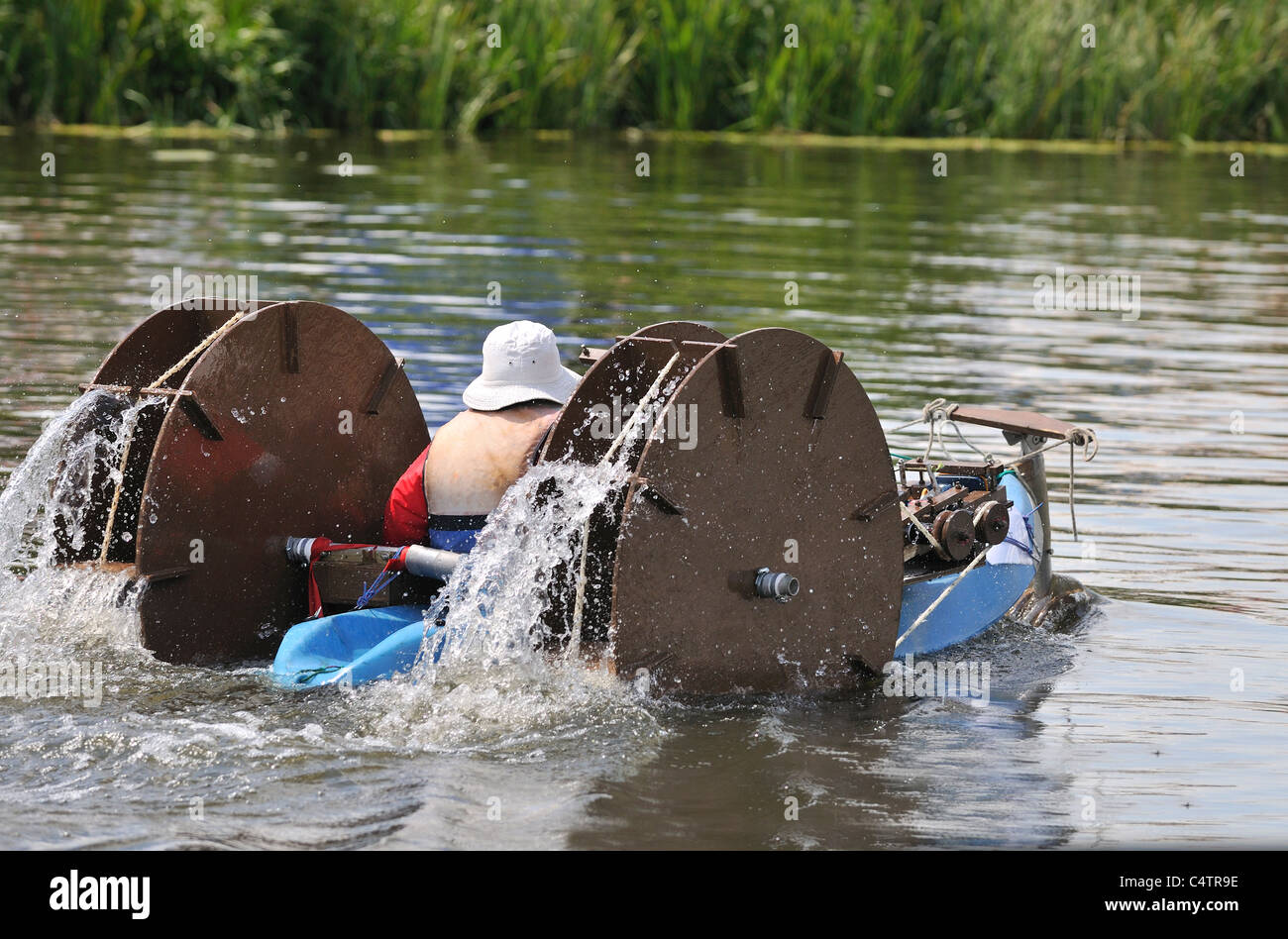 Contestant Slade Penoyre in paddle driven boat “Ayrspeed” in the ...