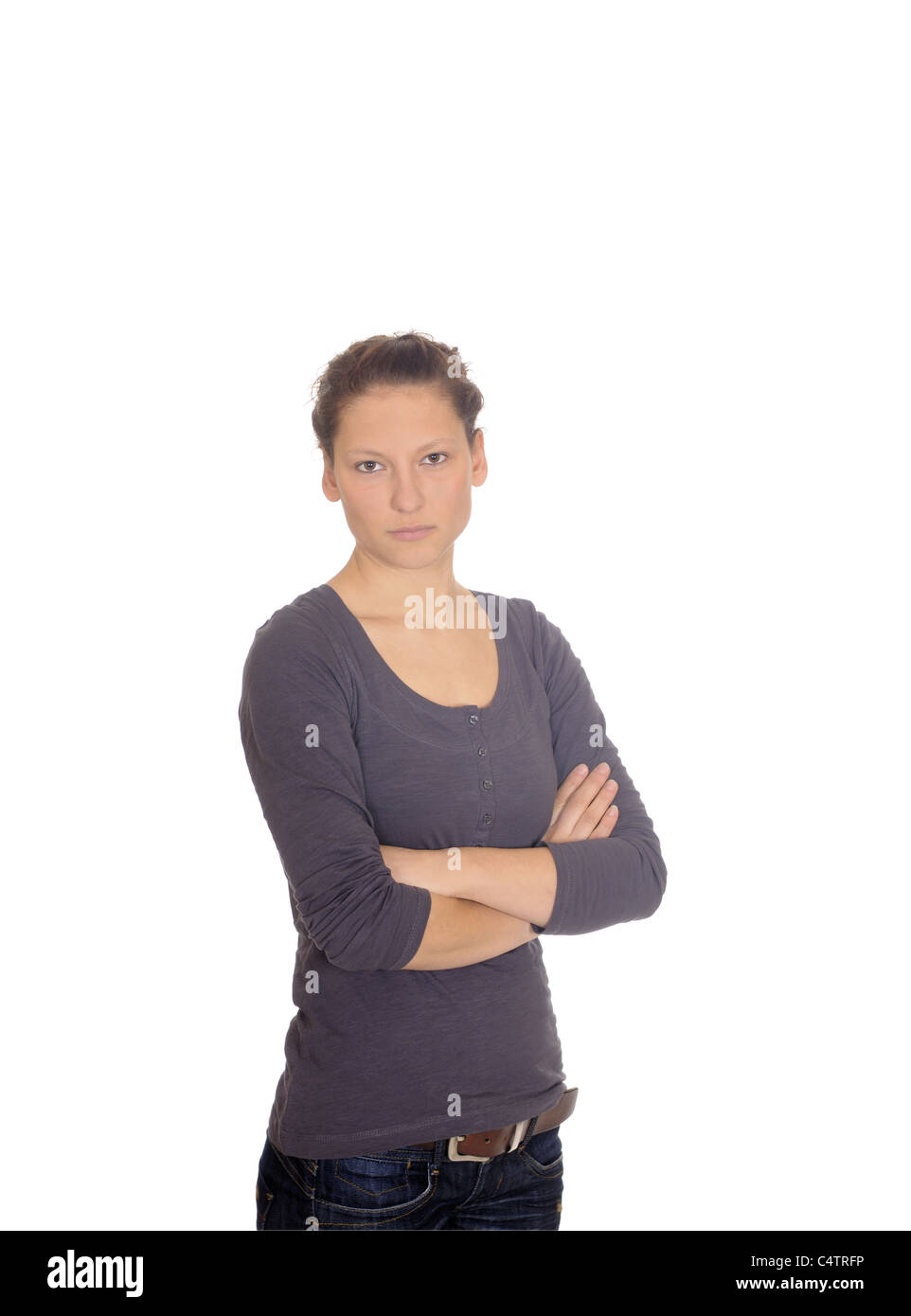 young woman looking serious Stock Photo - Alamy