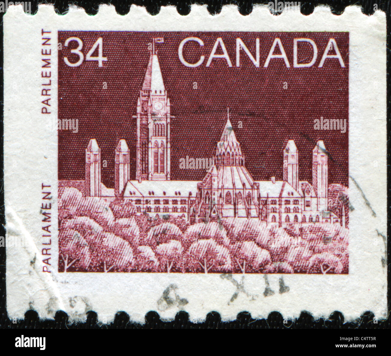 CANADA - CIRCA 1985: stamp printed by Canada shows parliament, circa ...